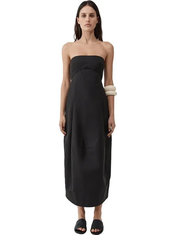 ST. AGNI Canvas Pleat Cocoon Dress - Black