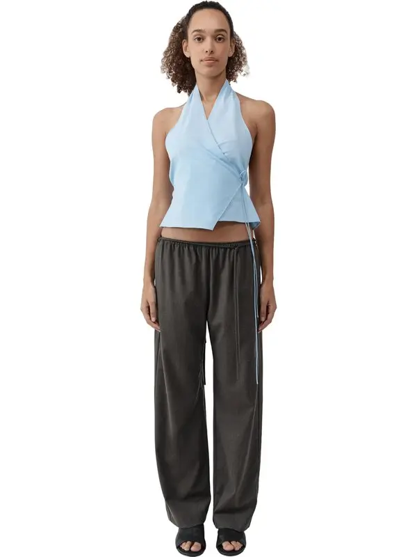 ST. AGNI Oxford Wrap Top - Ciel Blue
