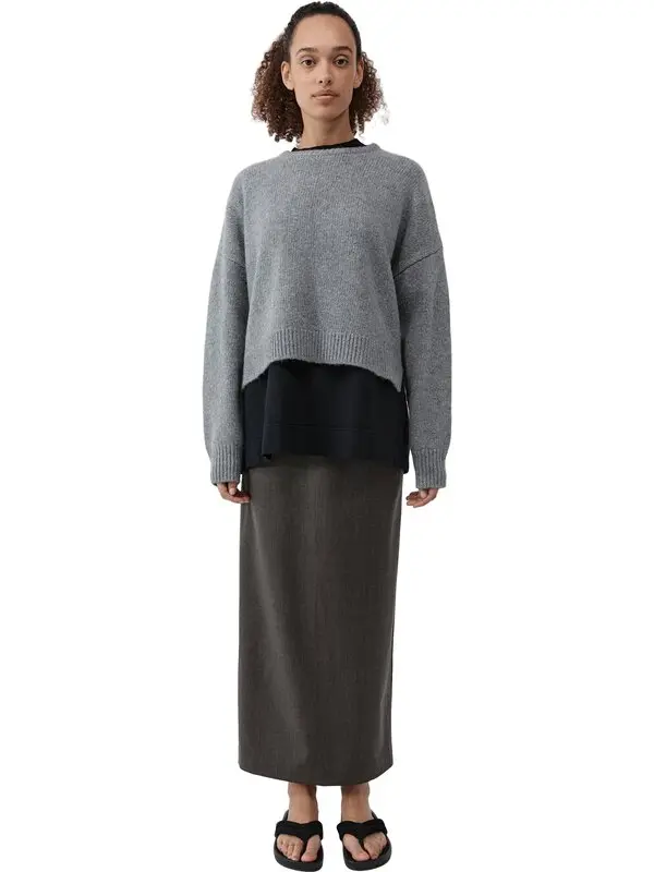 ST. AGNI Cropped Sweater - Concrete