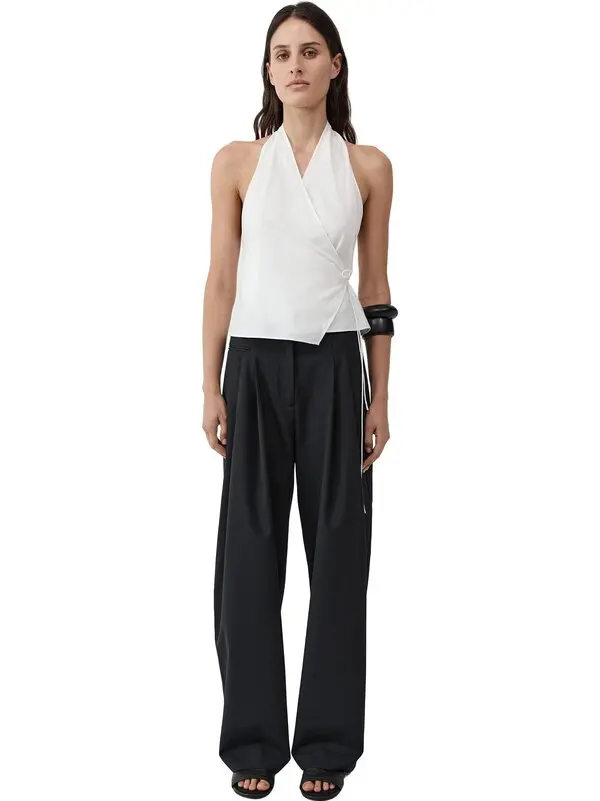 ST. AGNI Oxford Wrap Top - White