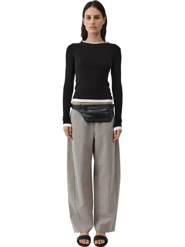 ST. AGNI Fine Band Balloon Trousers - Pebble Melange