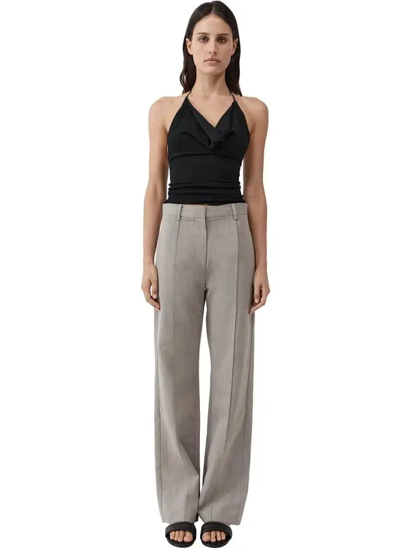 ST. AGNI Classic Pintuck Trousers - Pebble Melange