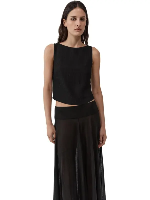 ST. AGNI Textured Weave Top - Black