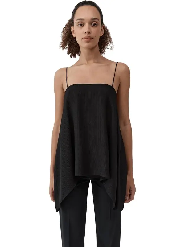 ST. AGNI Textured Weave Cami - Black
