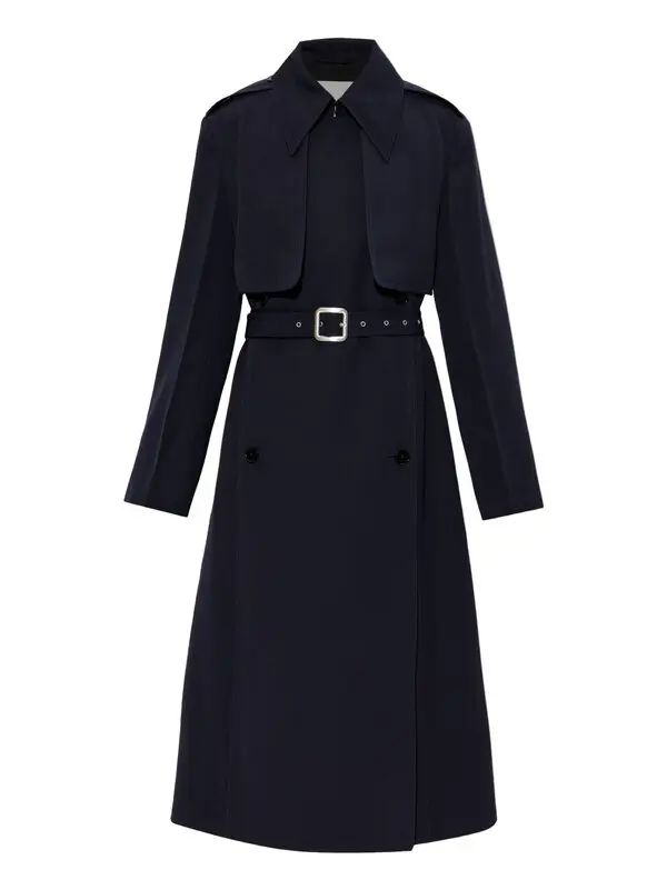 JIL SANDER Wool Trench Coat - Navy Blue