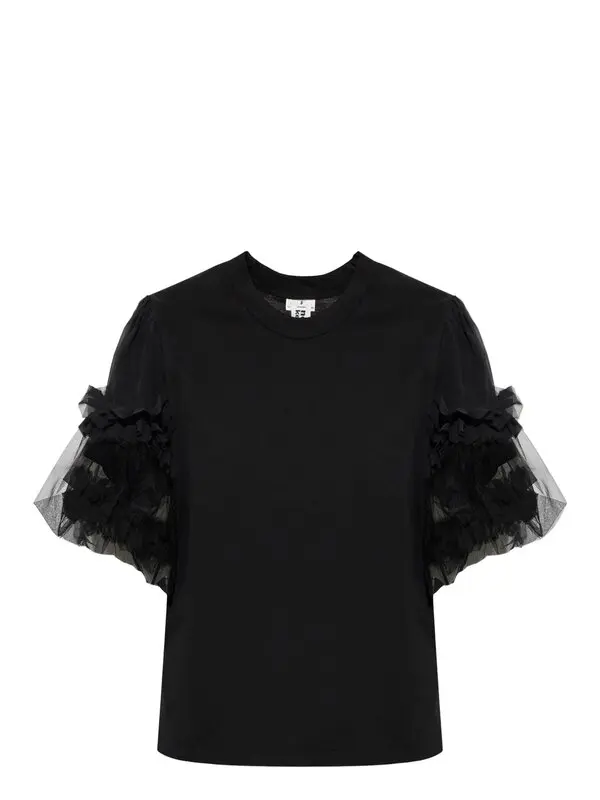Comme Des Garçons T-shirt With Ruffle Sleeves - Black