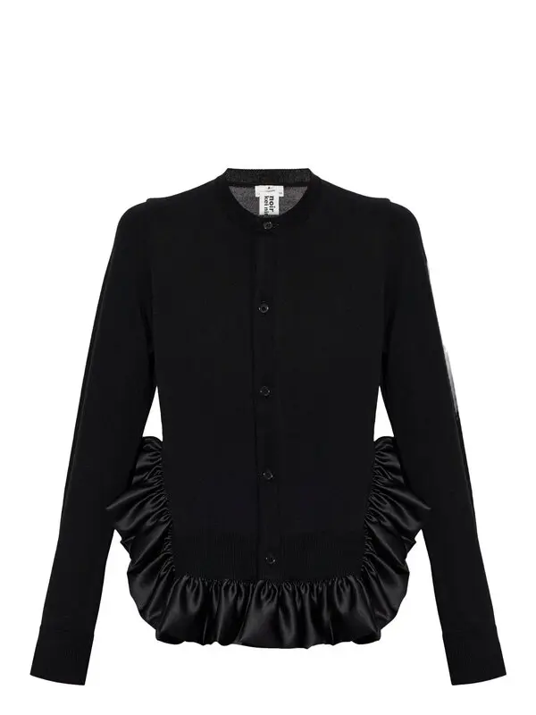 Comme Des Garçons Wool Cardigan With Ruffle - Black