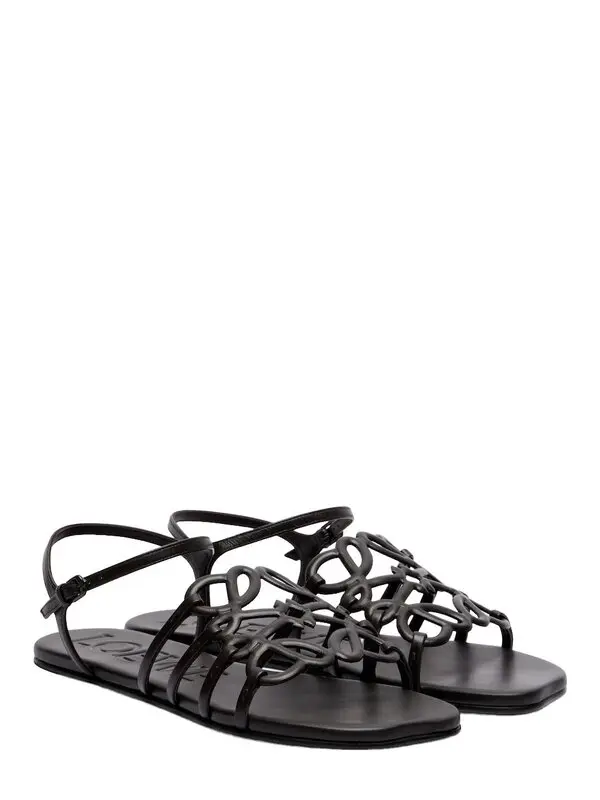 Loewe Paula's Ibiza Petal Anagram Leather Sandals - Brown