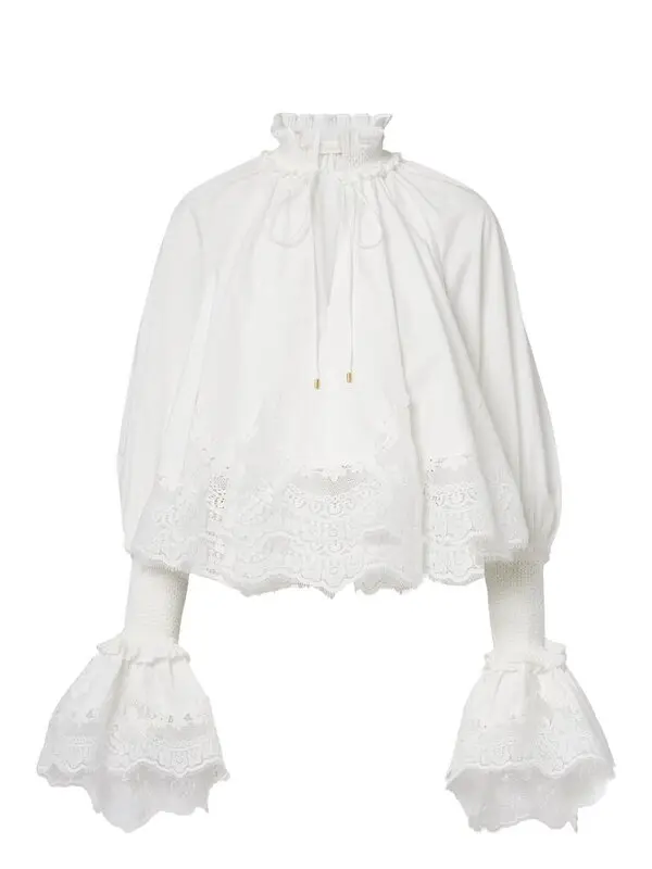 Zimmermann Alchemy Lace-trimmed Cotton Blouse - White