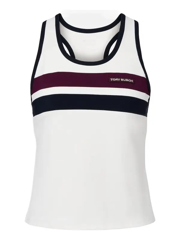 Tory Burch Striped Jersey Tank Top - White