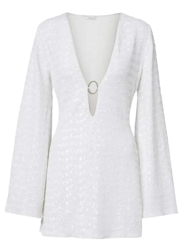 Oseree Bridal Sequined Minidress - White