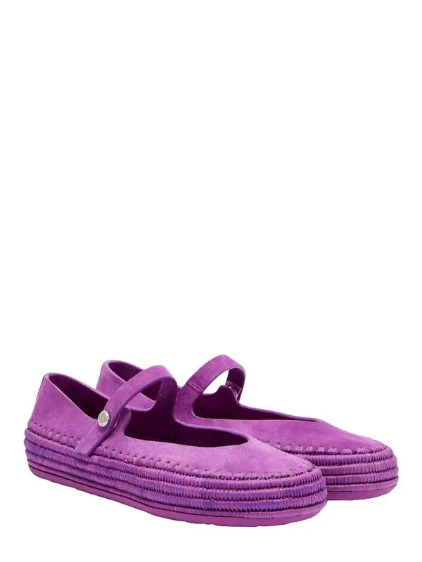Loewe Paula's Ibiza Rio Suede Mary Jane Flats - Purple