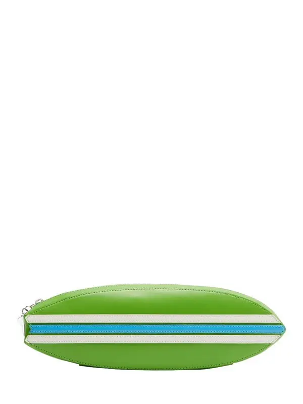 Staud Surfboard Striped Leather Clutch - Green