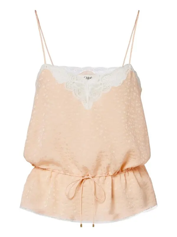 Chloé Lace-trimmed Silk Jacquard Camisole - Pink