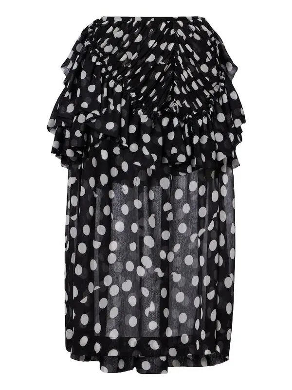 Dries Van Noten Polka-dot Ruffled Midi Skirt - Black