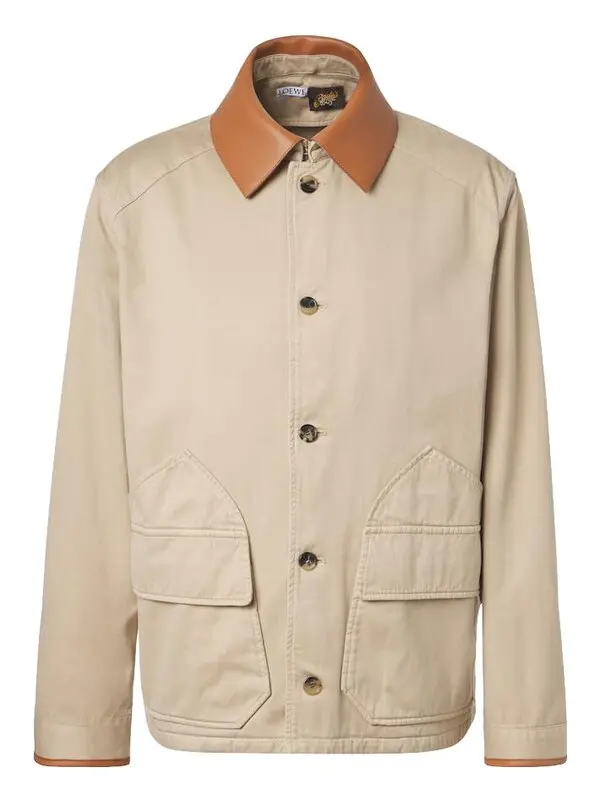 Loewe Paula's Ibiza Leather-trimmed Cotton Jacket - Beige