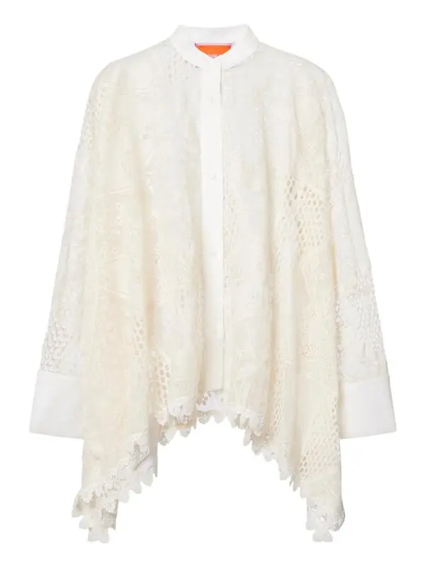 La DoubleJ Foulard Cotton-blend Lace Shirt - White