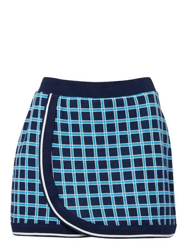 The Upside Clubhouse Reece Checked Cotton Miniskirt - Blue