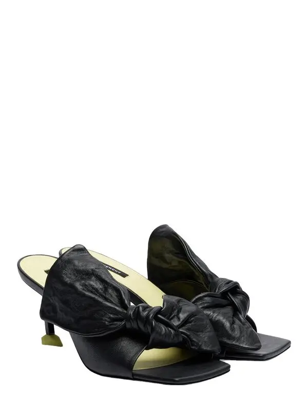 Givenchy Boudoir Bow Leather Mules - Black