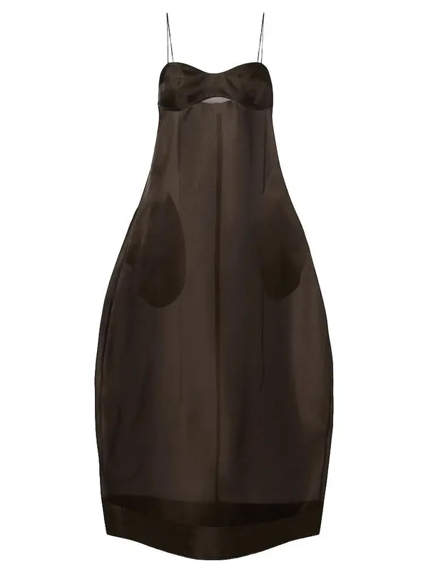 RÓHE Silk Organza Midi Dress - Brown