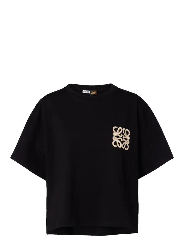 Loewe Anagram Embroidered Cotton T-shirt - Black
