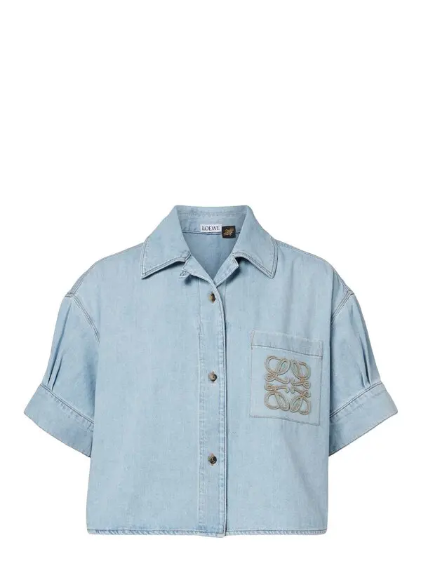 Loewe Paula's Ibiza Anagram Cropped Denim Shirt - Blue