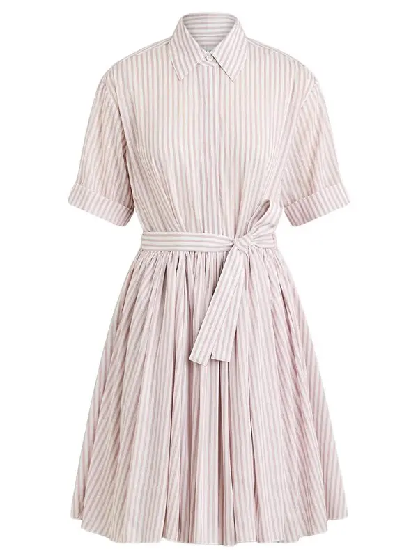 Scanlan Theodore Striped Linen Shirt Dress - Cherry.white