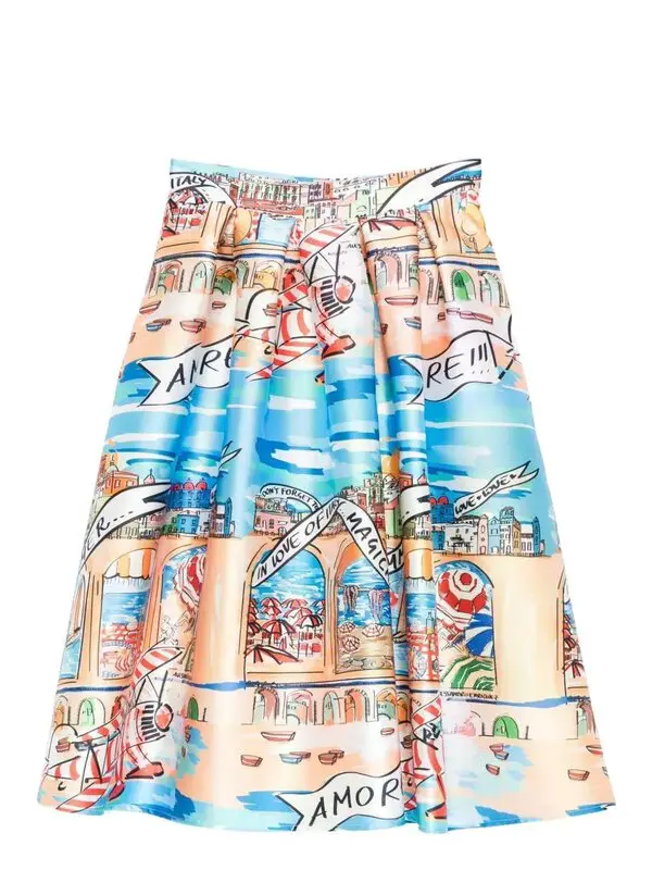 ALESSANDRO ENRIQUEZ Printed Midi Skirt - Blue