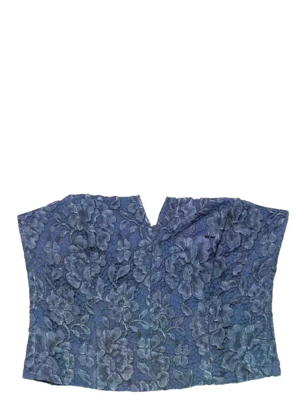 Federica Tosi Floral Lace Strapless Top - Blue