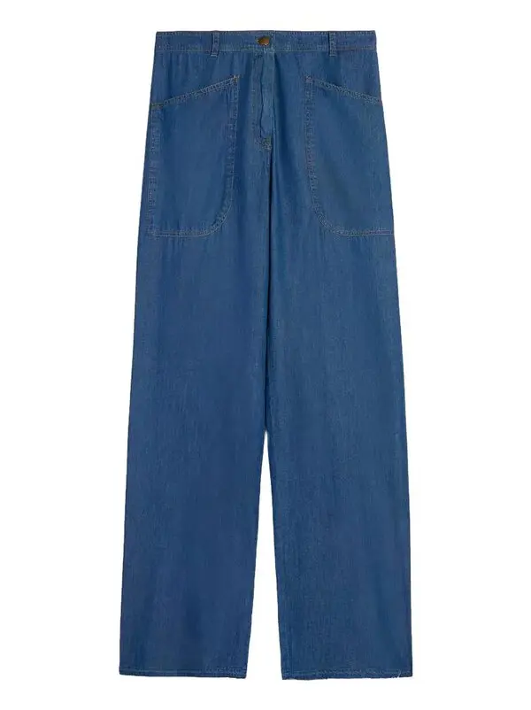 Momoni Macao Patch-pocket Wide-leg Trousers - Blue