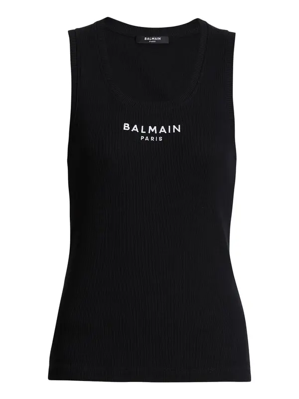 Balmain Paris Embroidered Vest Top - Black