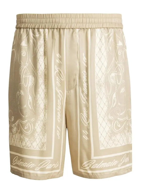 Balmain Printed Foulard Pyjama Shorts - Beige