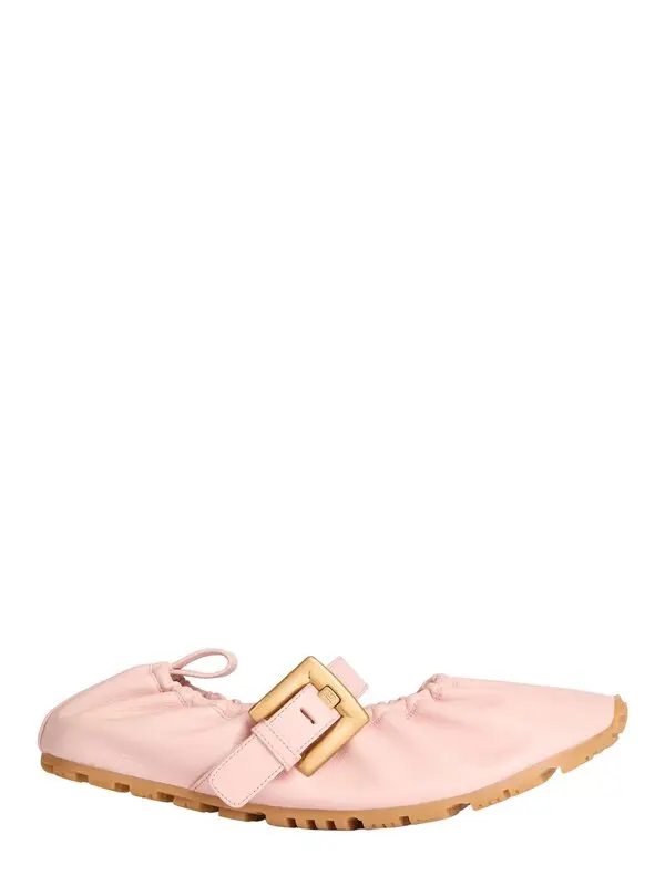 Balmain Anthem Leather Ballet Flats - Pink