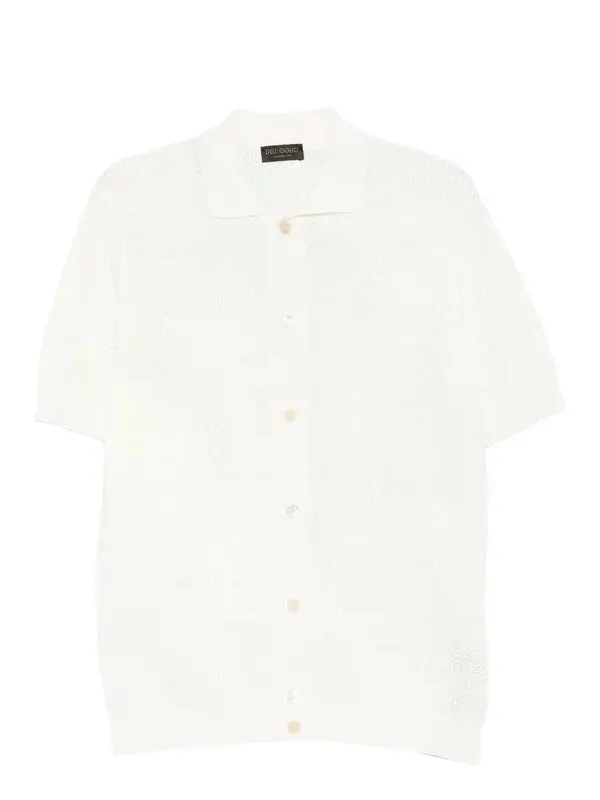 DELL'OGLIO Crochet-knit Short-sleeve Shirt - White