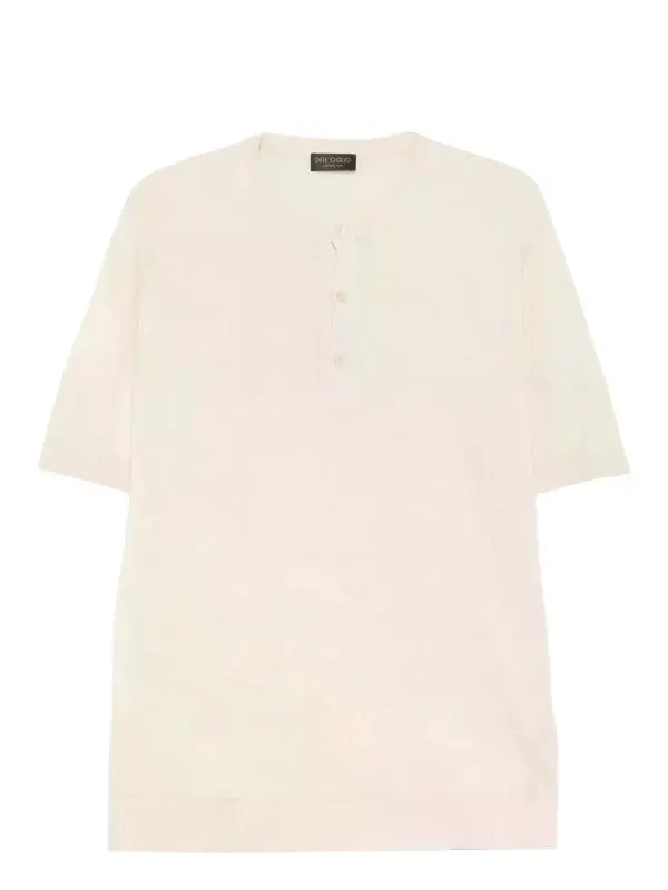 DELL'OGLIO Knitted Henley T-shirt - Neutrals