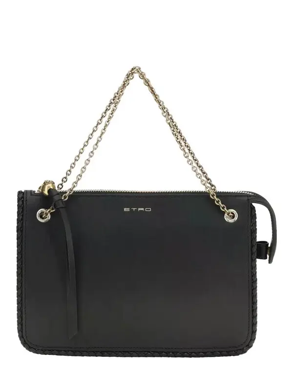 Etro Braided-trim Leather Crossbody Bag - Black