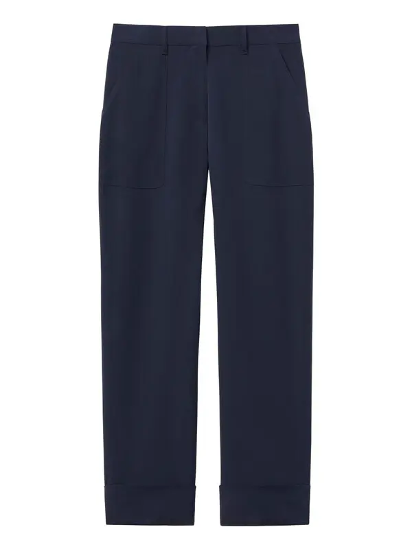 Lafayette 148 New York Organic Silk Georgette Highline Ankle Pant - Blue Ink