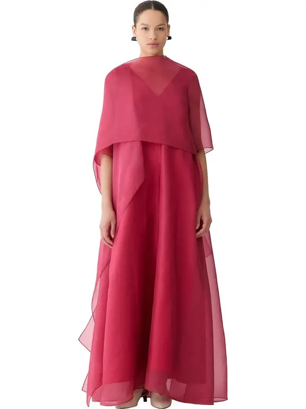 Lafayette 148 New York Silk Organza Bolero Blouse - Scarlet Hollyhock