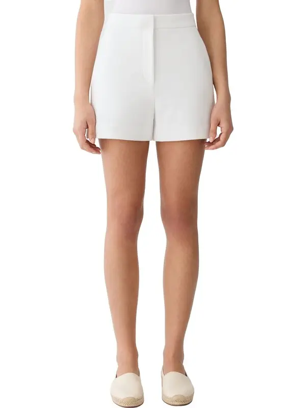 Lafayette 148 New York Cotton Pique Jersey High Rise Wide Leg Short - White