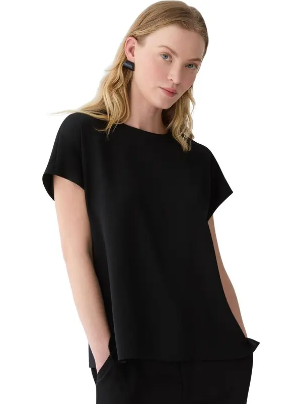 Lafayette 148 New York Organic Silk Georgette Dolman-sleeve Blouse - Black