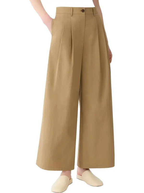 Lafayette 148 New York Organic Cotton Poplin Ankle Pant - Cadet Khaki