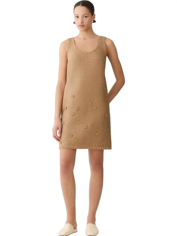 Lafayette 148 New York Floral Embellished Mini Tank Dress - Teak