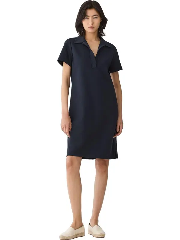 Lafayette 148 New York Cotton Pique Polo Dress - Blue Ink