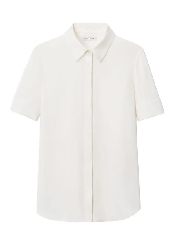 Lafayette 148 New York Organic Silk Georgette Short Sleeve Blouse - Cloud