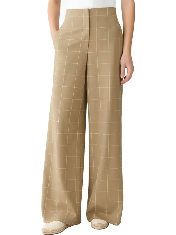 Lafayette 148 New York Thames Tropical Wool Pant - Cadet Khaki Multi