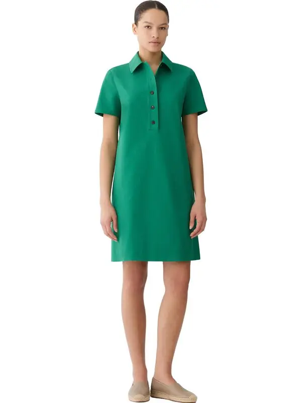Lafayette 148 New York Cotton Stretch Twill Polo Dress - Leaf