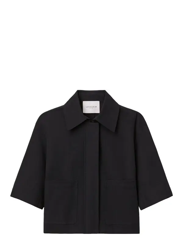 Lafayette 148 New York Cotton Stretch Twill Shirt Jacket - Black