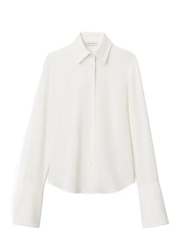 Lafayette 148 New York Organic Silk Georgette French Cuff Blouse - Cloud
