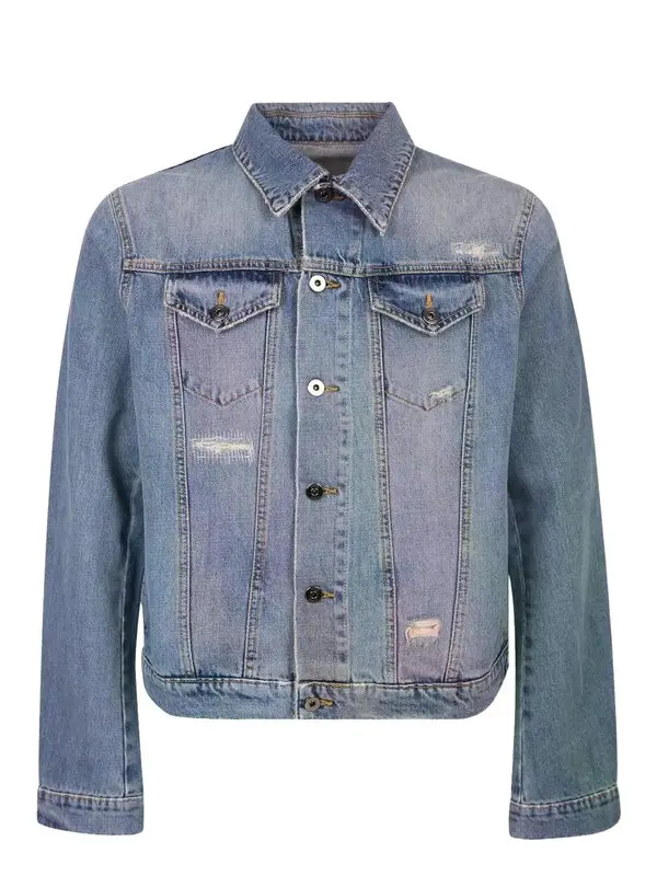 14BROS Distressed Pocket Denim Jacket - Blue