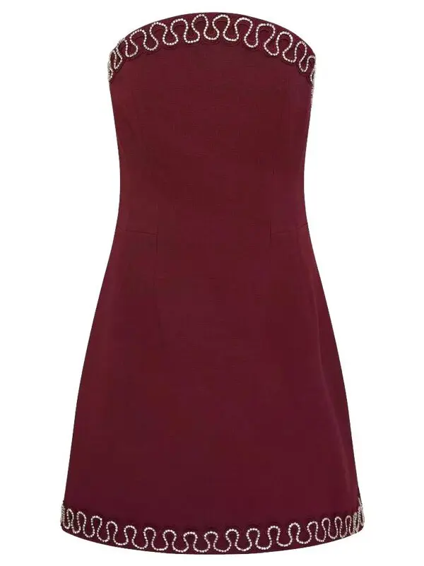 Rebecca Vallance Beaded Strapless Dress - Red